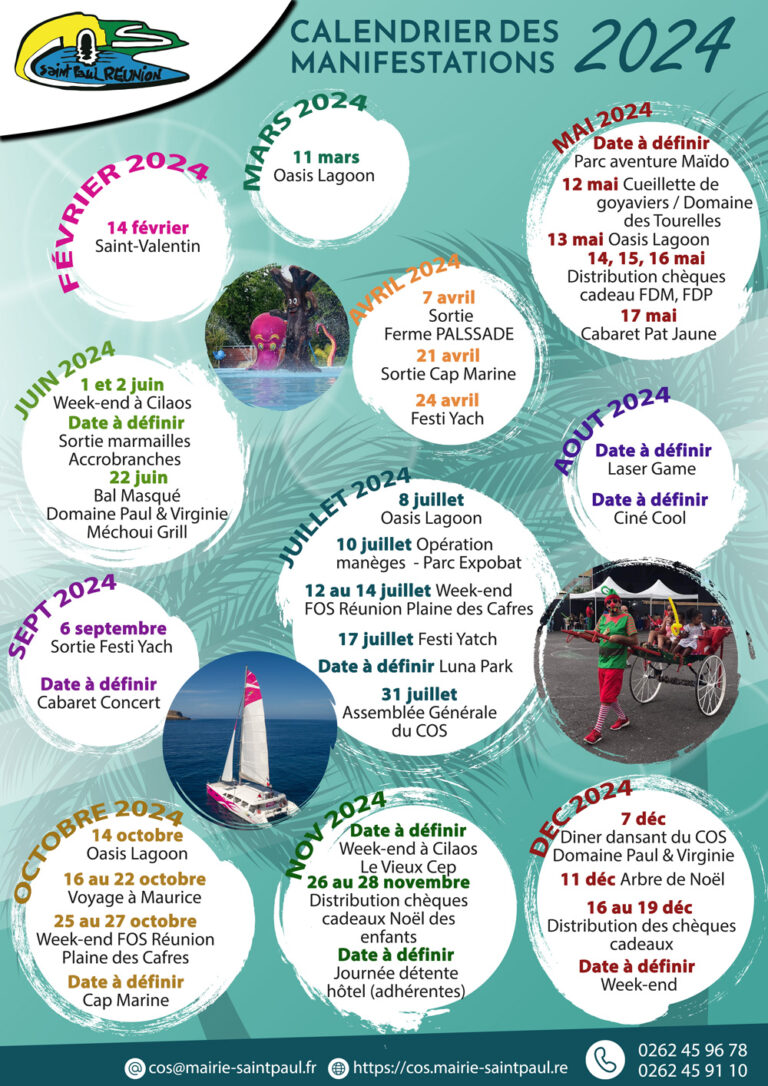 Calendrier des manifestations 2024 – COS de Saint-Paul