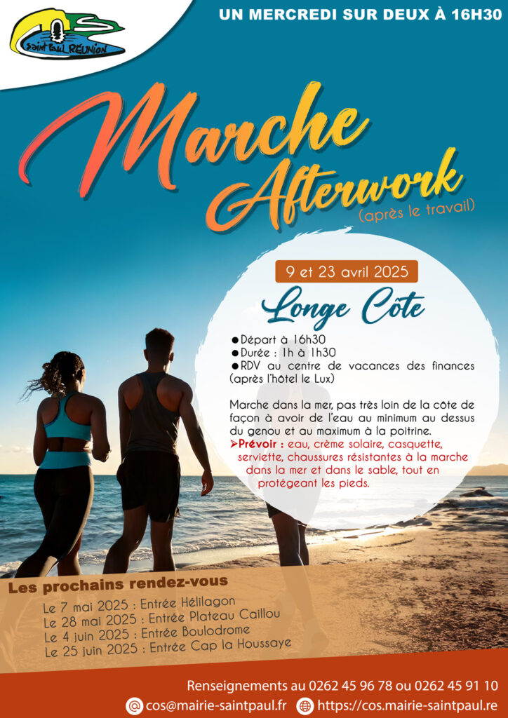 Marche Afterwork : Longe Côte – 9 et 23 avril 2025 – COS de Saint-Paul